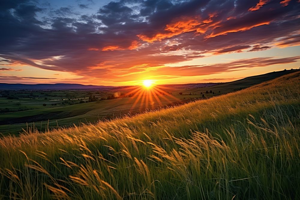 Spring grass landscape sunset sunlight. | Premium Photo - rawpixel