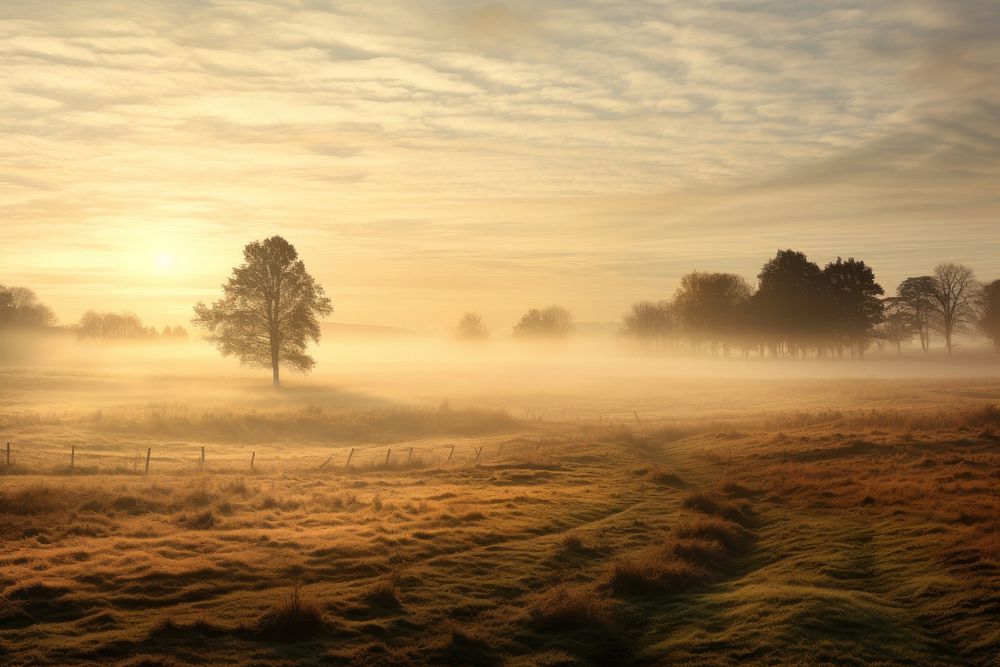 Open field mist landscape grassland. | Premium Photo - rawpixel