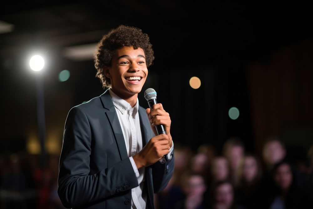 Microphone audience smiling stage. | Premium Photo - rawpixel