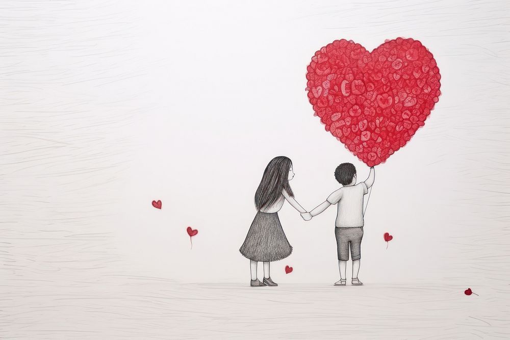 Drawing sketch valentine's day togetherness. | Free Photo Illustration ...