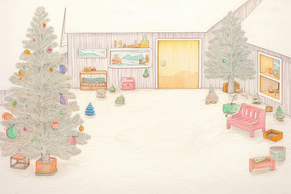 Christmas party drawing sketch architecture. | Free Photo Illustration ...