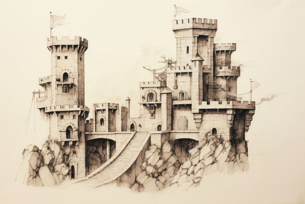 Castles sketch architecture building. AI | Free Photo Illustration ...