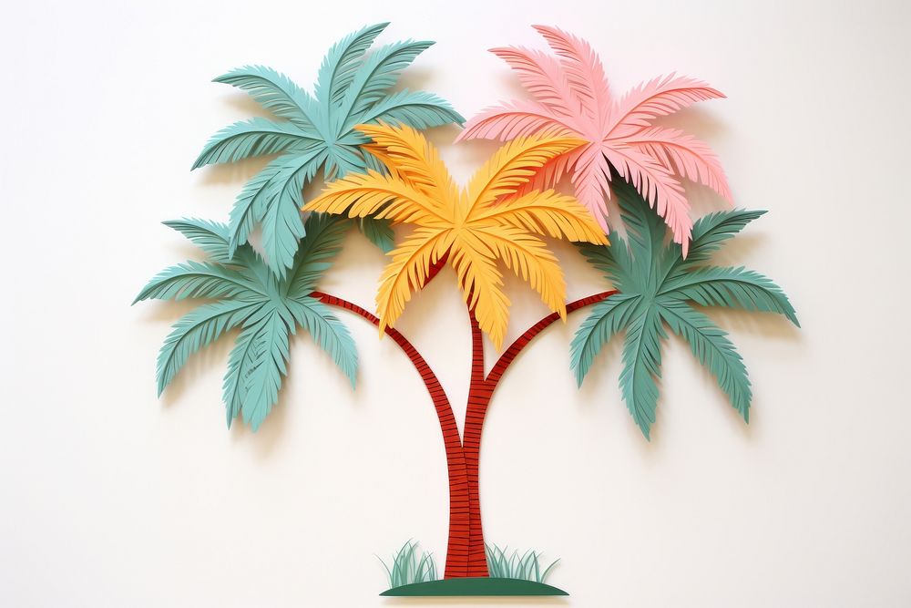 Palm tree paper Flat painting. | Free Photo Illustration - rawpixel