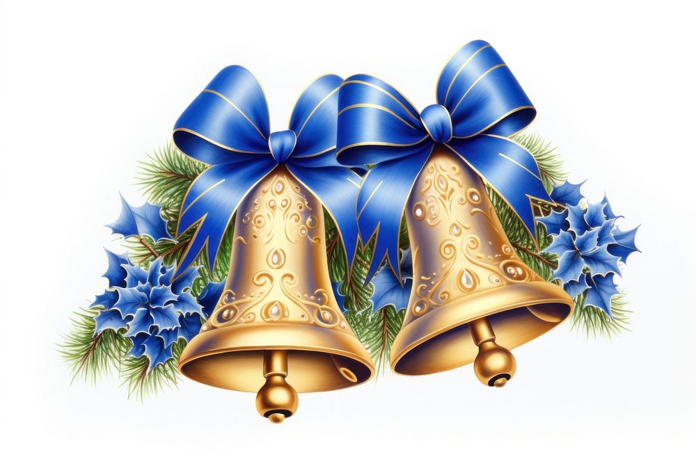 Christmas bells blue white background | Free Photo Illustration - rawpixel