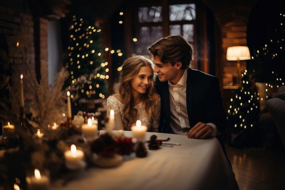 christmas wedding couple happiness candle | Free Photo - rawpixel