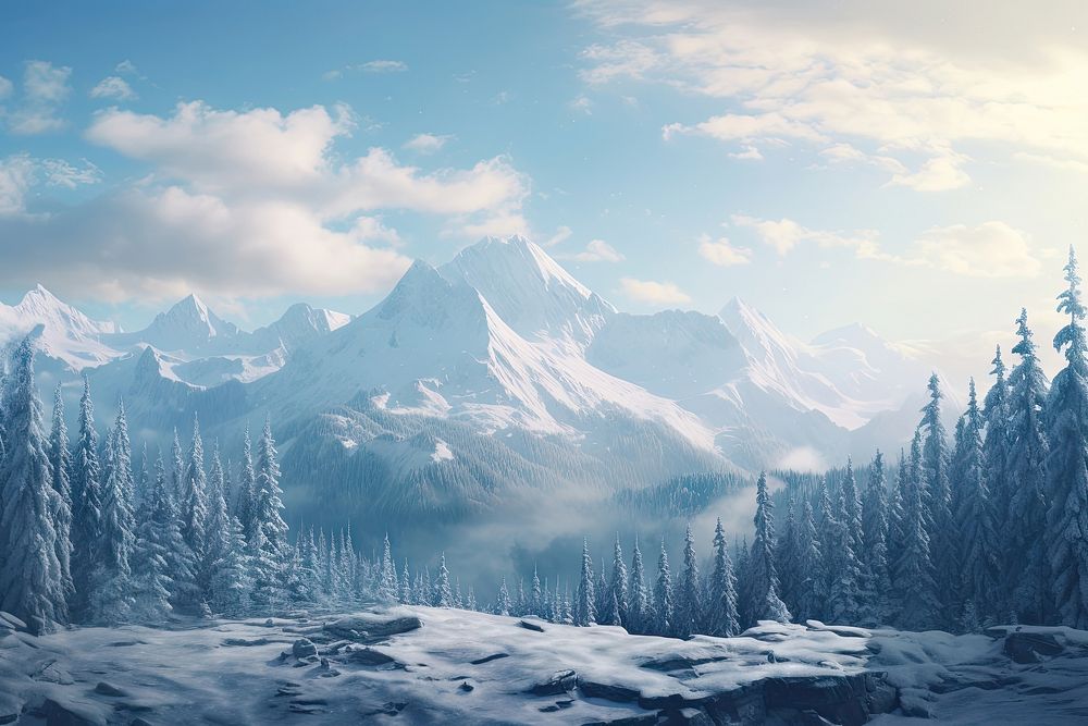 Landscape mountain snow panoramic. | Free Photo - rawpixel