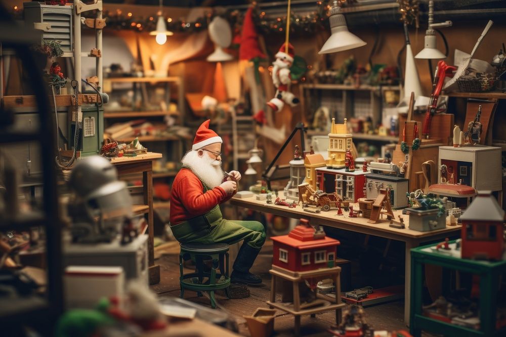 Workshop photo elf working. AI | Premium Photo - rawpixel