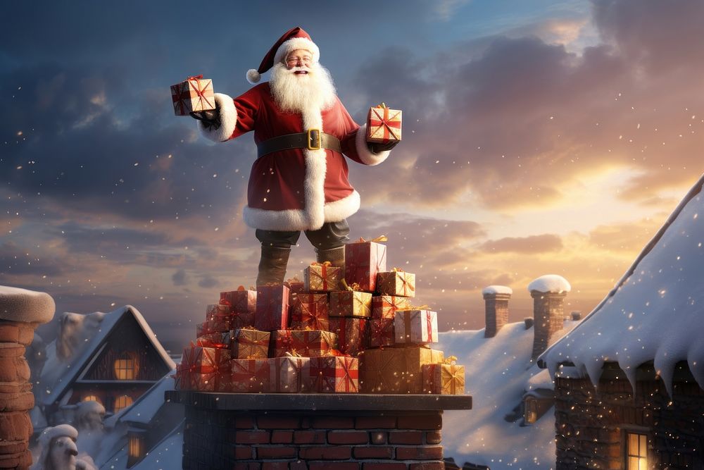 Gift boxes droping photo santa. | Free Photo Illustration - rawpixel