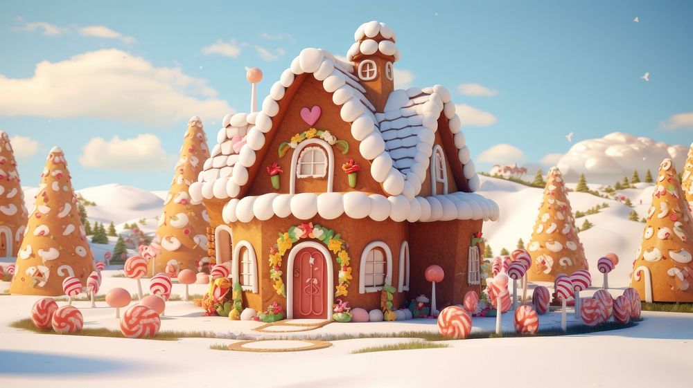 Gingerbread house wallpaper dessert cartoon | Free Photo Illustration ...