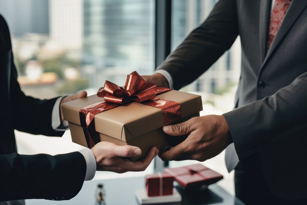 Coworkers office gift hand. AI | Free Photo - rawpixel