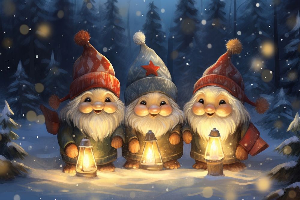 Christmas gnomes snow representation illuminated. | Premium Photo ...