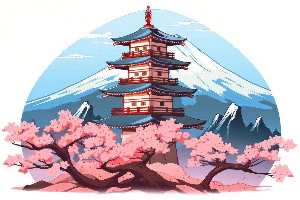 Mount fuji vector cartoon architecture | Free Photo Illustration - rawpixel