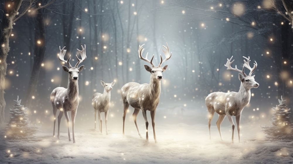 Christmas reindeer wallpaper wildlife outdoors | Premium Photo ...