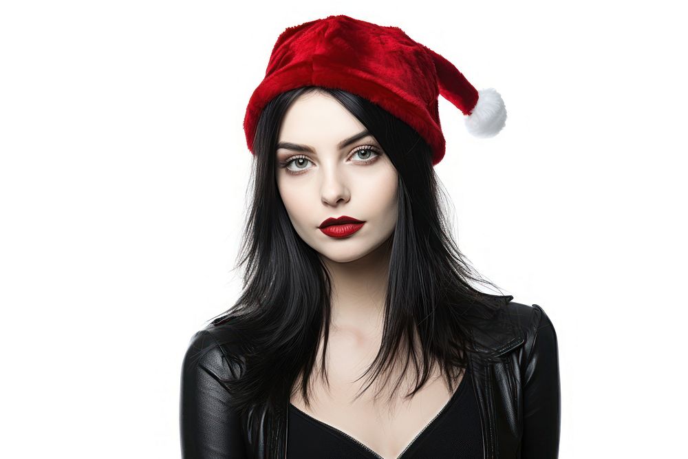 Goth woman wearing Christmas hat | Premium Photo - rawpixel