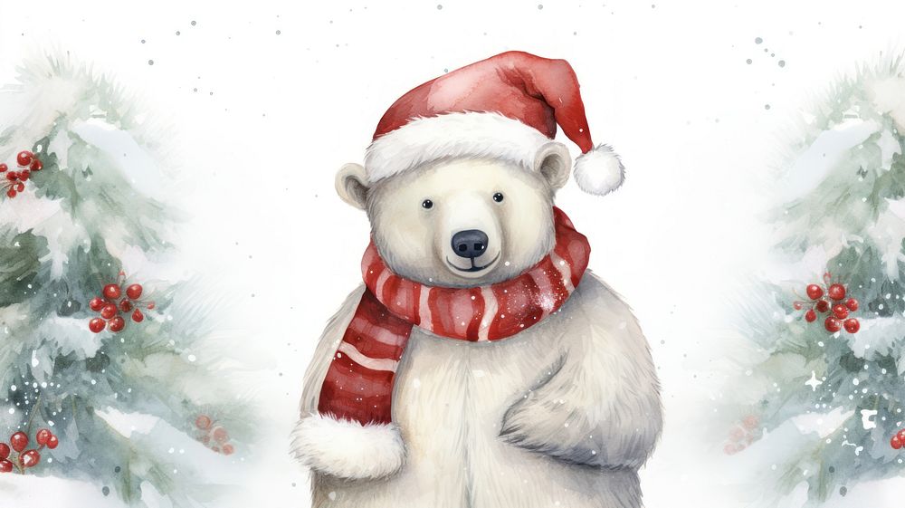 Christmas polar bear wallpaper mammal | Premium Photo Illustration ...