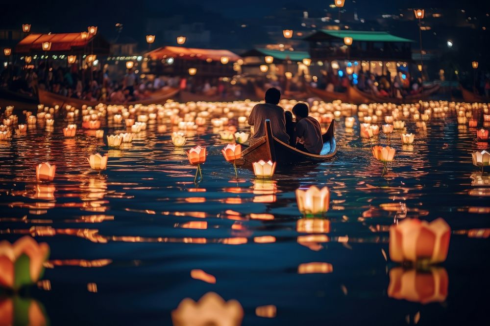 Floating lantern festival vehicle night. | Free Photo - rawpixel