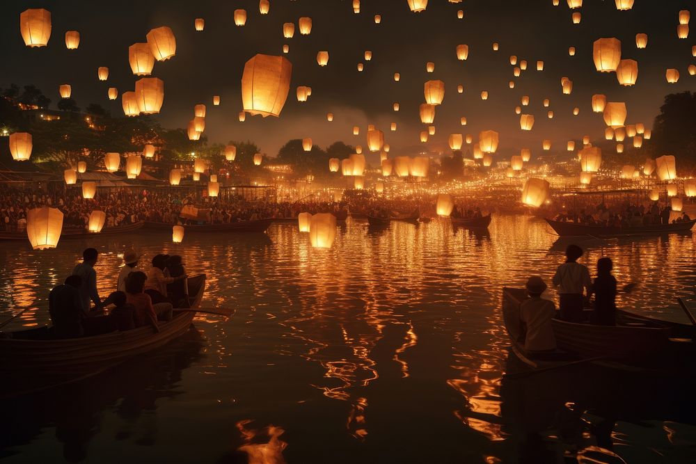 Floating lantern outdoors lighting festival. | Free Photo - rawpixel