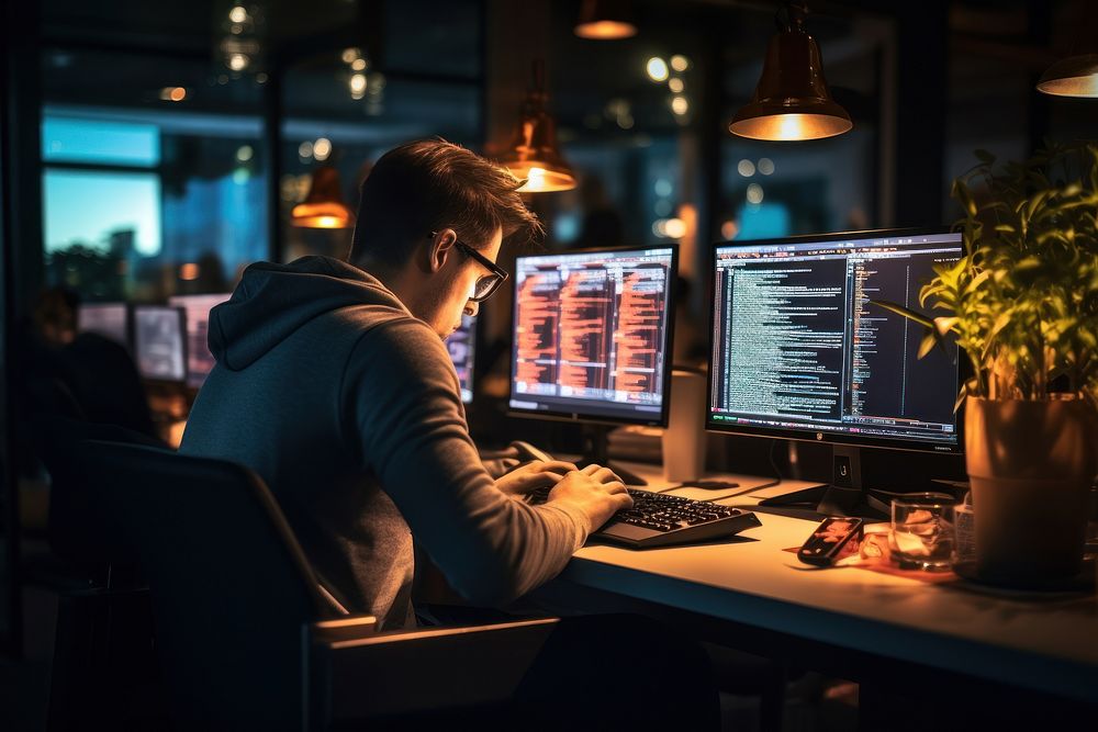 Coding computer working table. . | Premium Photo - rawpixel