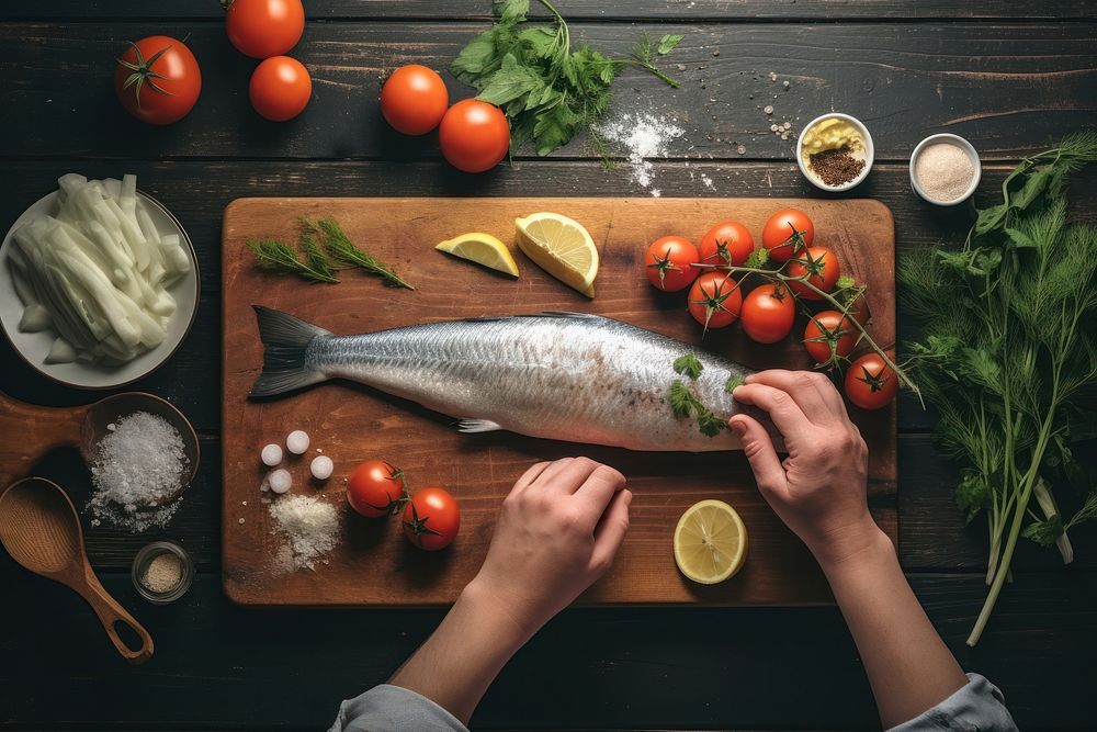 Fish chopping food hand. AI | Free Photo - rawpixel
