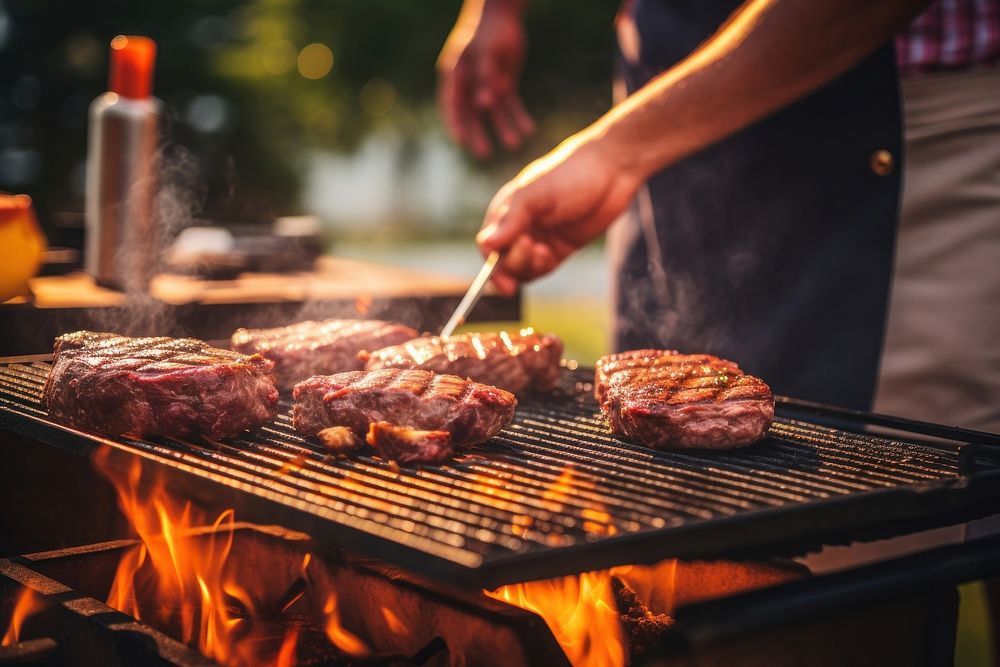 Grilling meat cooking adult. AI | Free Photo - rawpixel