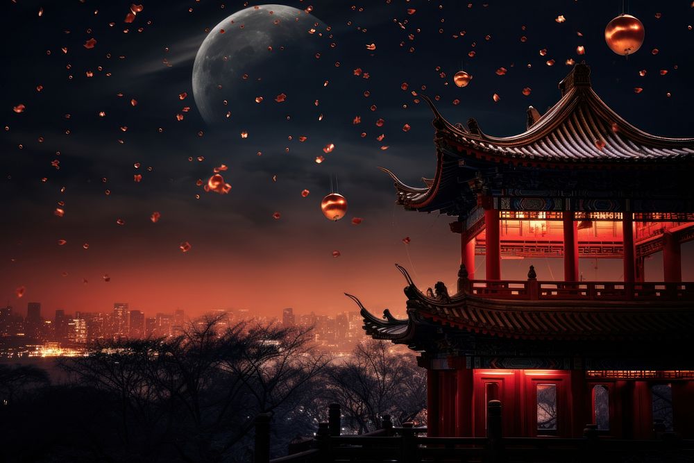 Chinese temple night astronomy outdoors. | Premium Photo - rawpixel