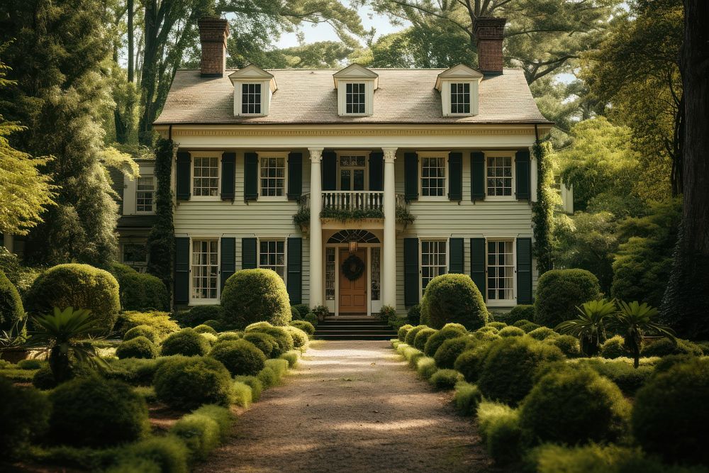 Colonial style house architecture outdoors | Free Photo - rawpixel