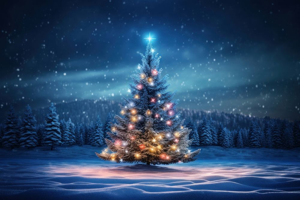 Christmas tree glowing plant. AI | Free Photo - rawpixel