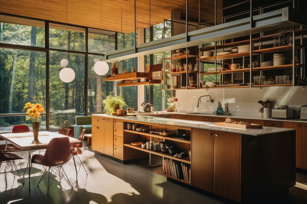 Modern midcentury kitchen room architecture | Premium Photo - rawpixel