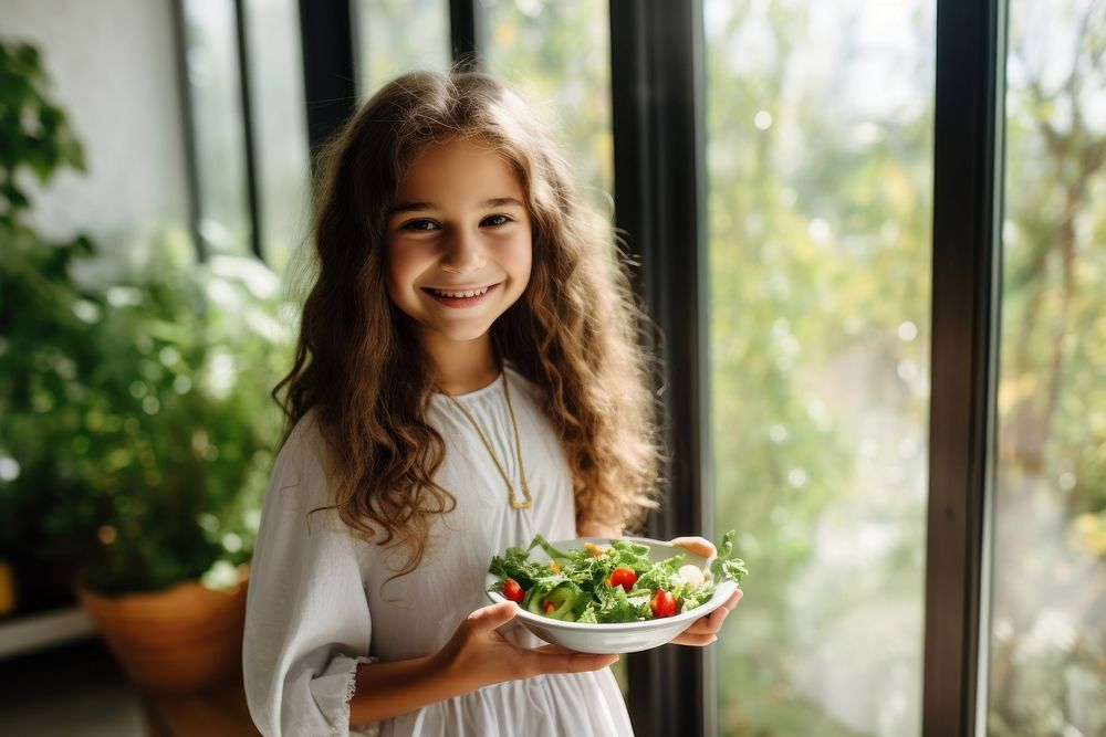Salad portrait eating smile. AI | Free Photo - rawpixel