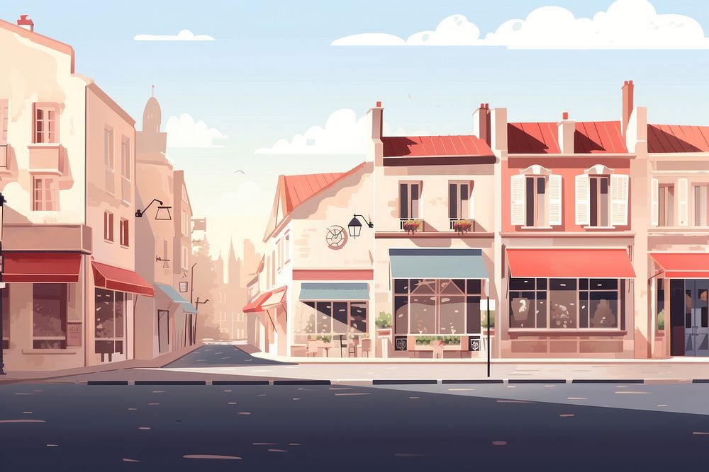 French town architecture building street. | Premium Photo Illustration ...