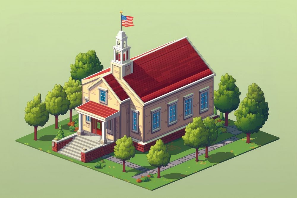 Simple american school architecture building | Free Photo Illustration ...