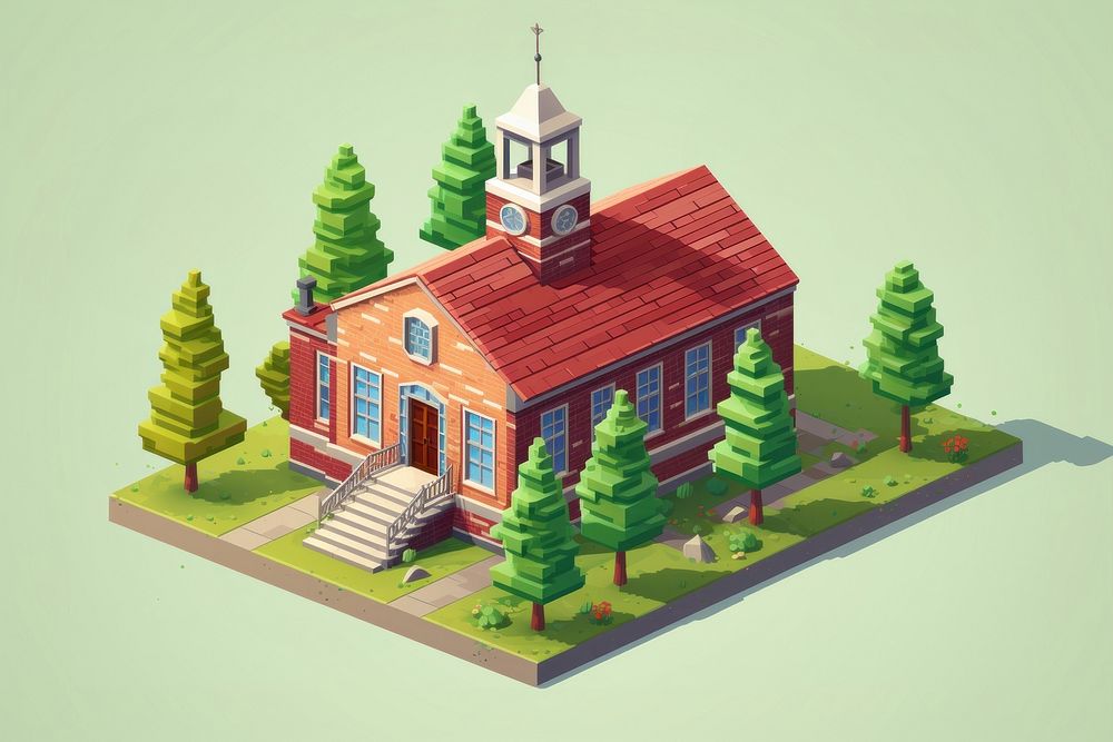 Simple american school architecture building | Free Photo Illustration ...