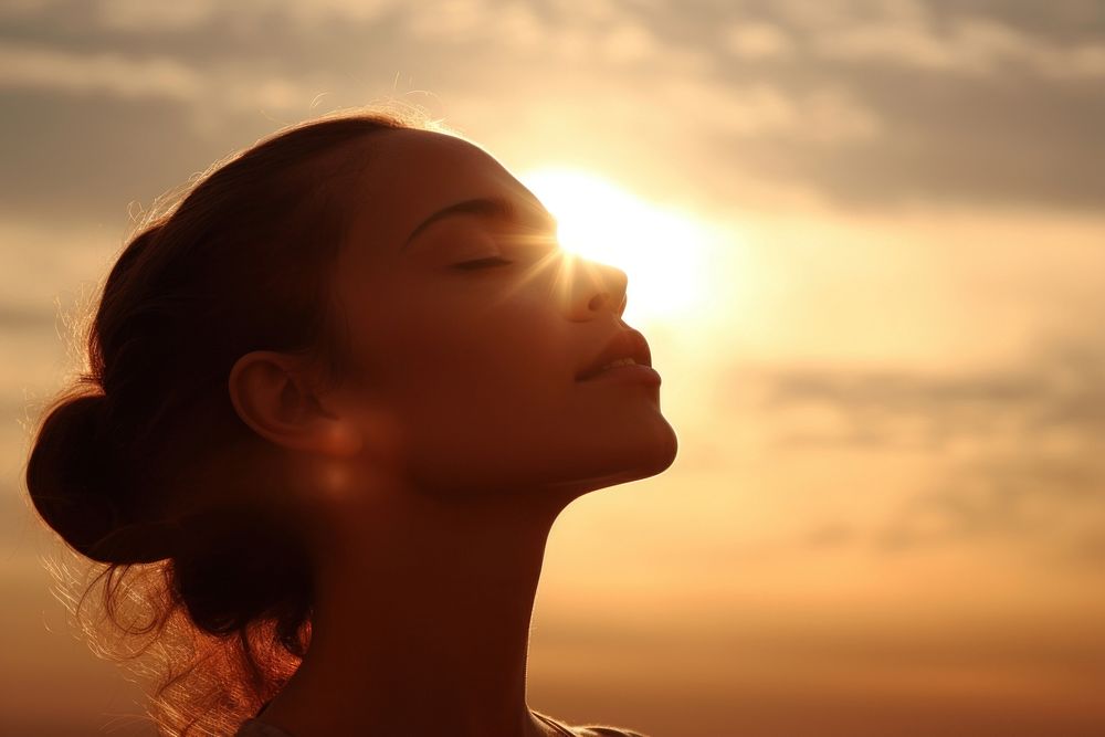 Woman head sun sky sunlight. | Free Photo - rawpixel