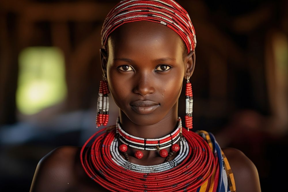 Kenyan woman necklace jewelry tribe | Free Photo - rawpixel