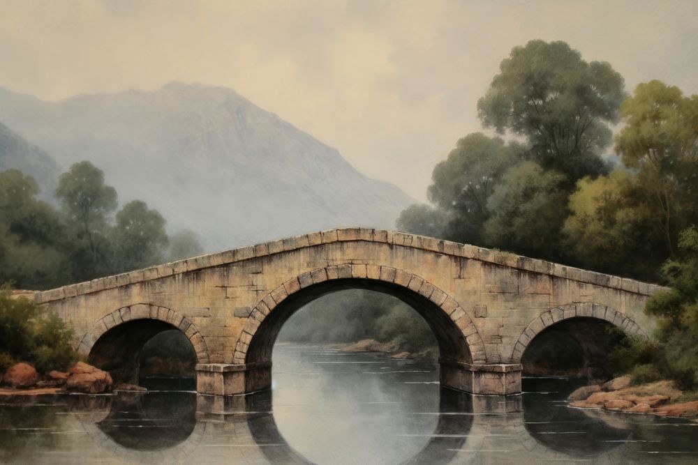 Europe stone bridge painting art | Premium Photo Illustration - rawpixel