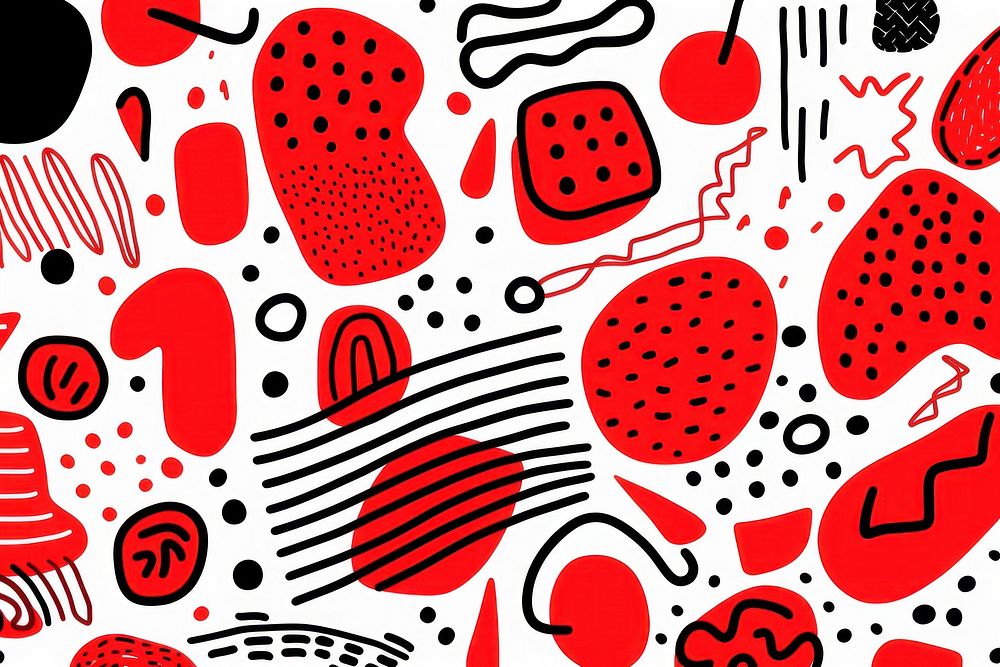 Fun red line doodle pattern | Free Photo Illustration - rawpixel