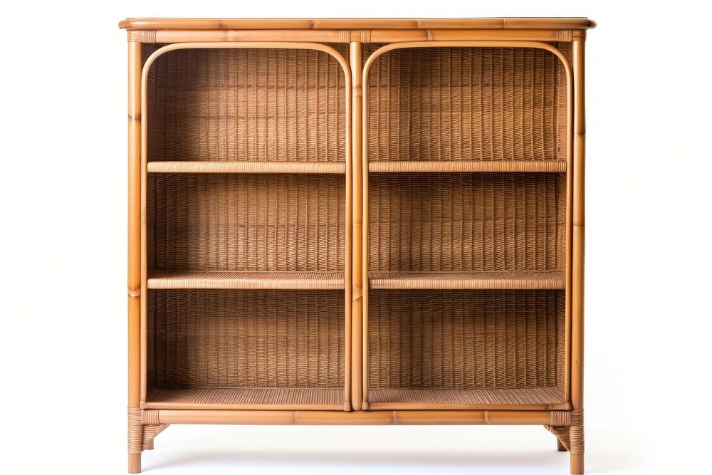 Rattan bookcase furniture sideboard cupboard. | Free Photo - rawpixel