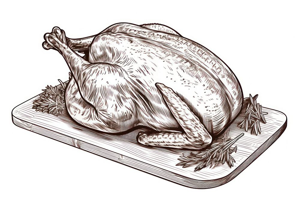 Roasted turkey chicken roasted drawing | Free Photo Illustration - rawpixel