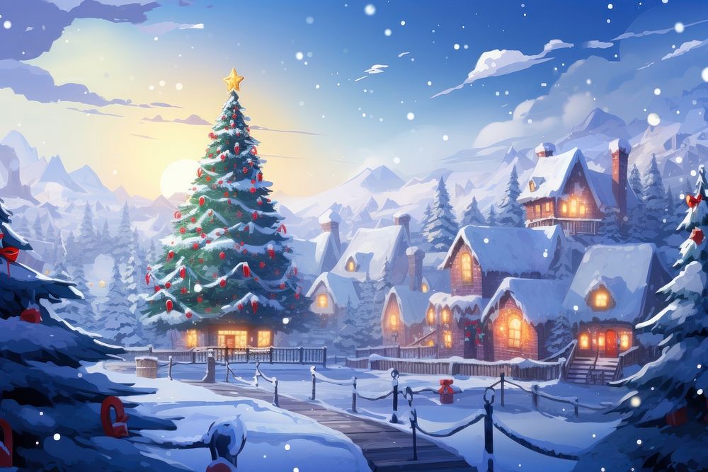 Christmas outdoors snow transportation. | Premium Photo Illustration ...