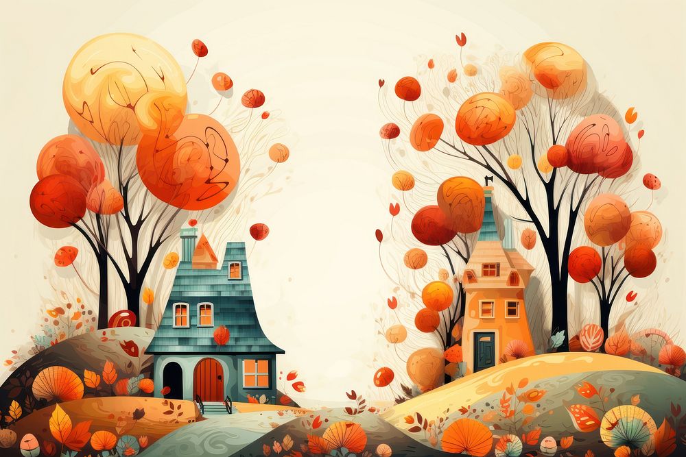House painting autumn architecture. | Free Photo Illustration - rawpixel