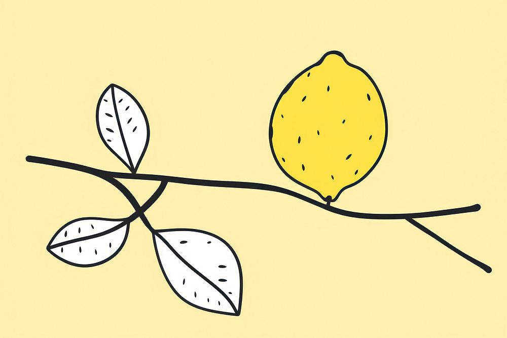 Minimal illustration lemon branch drawing | Free Photo Illustration ...