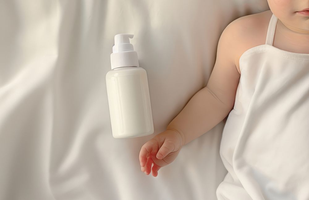 White lotion package baby portrait | Premium Photo - rawpixel