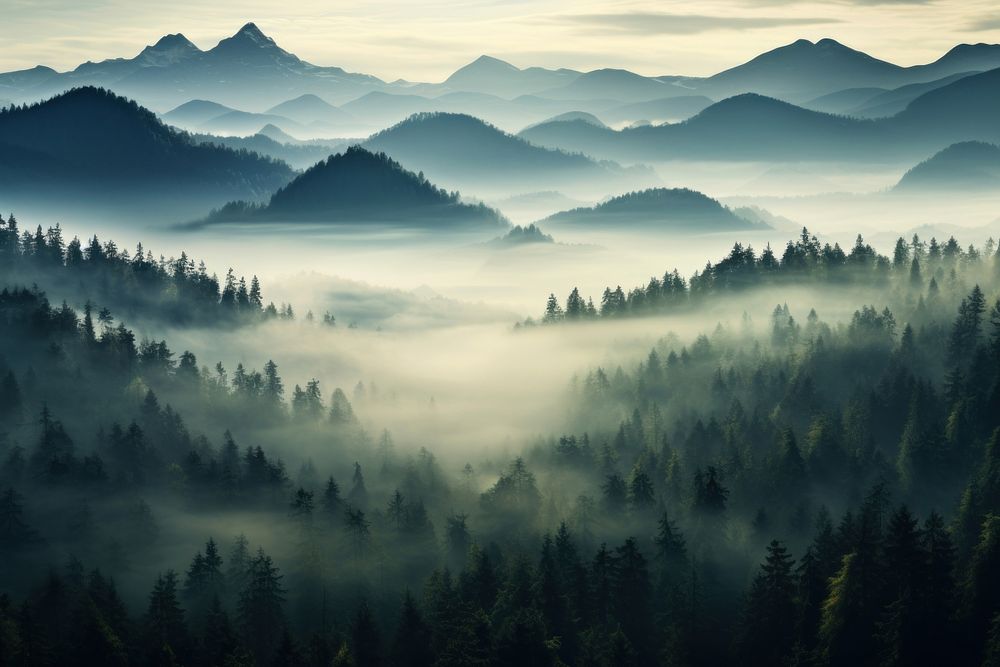Nature forest fog wilderness. AI | Free Photo - rawpixel