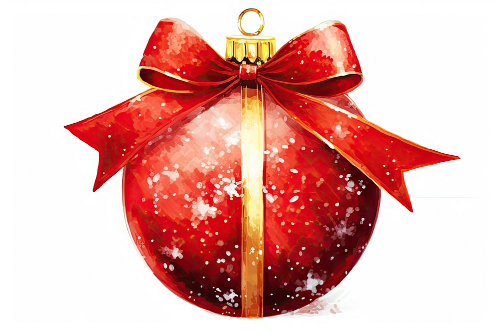 Christmas ball ribbon gold red. | Free Photo Illustration - rawpixel