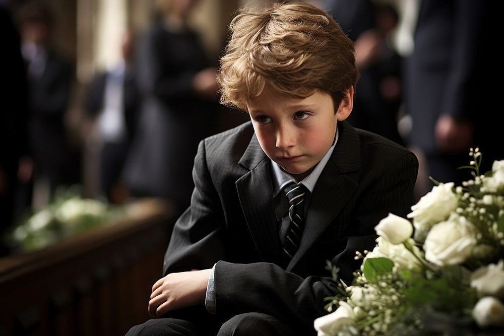 Grief portrait funeral flower. AI | Free Photo - rawpixel