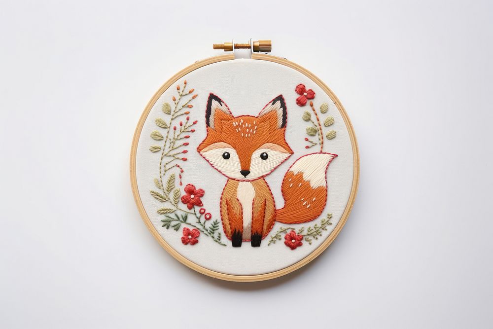 fox embroidery pattern representation creativity | Free Photo - rawpixel