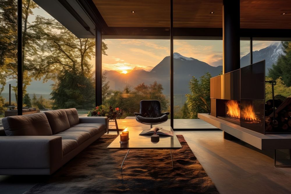 Modern glass house architecture landscape | Free Photo - rawpixel