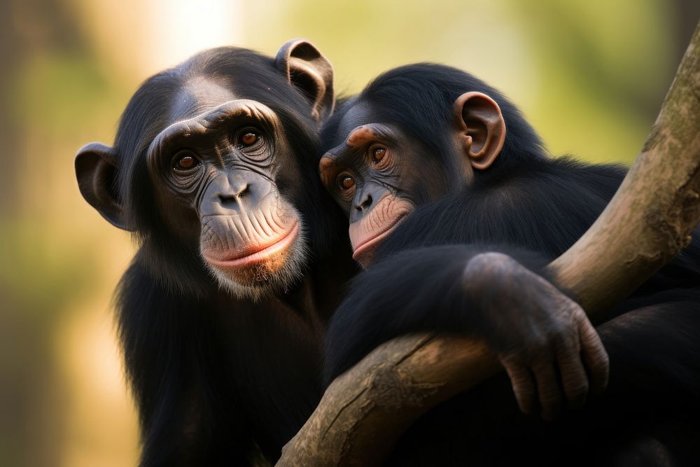 Two chimpanzees wildlife monkey animal. | Free Photo - rawpixel