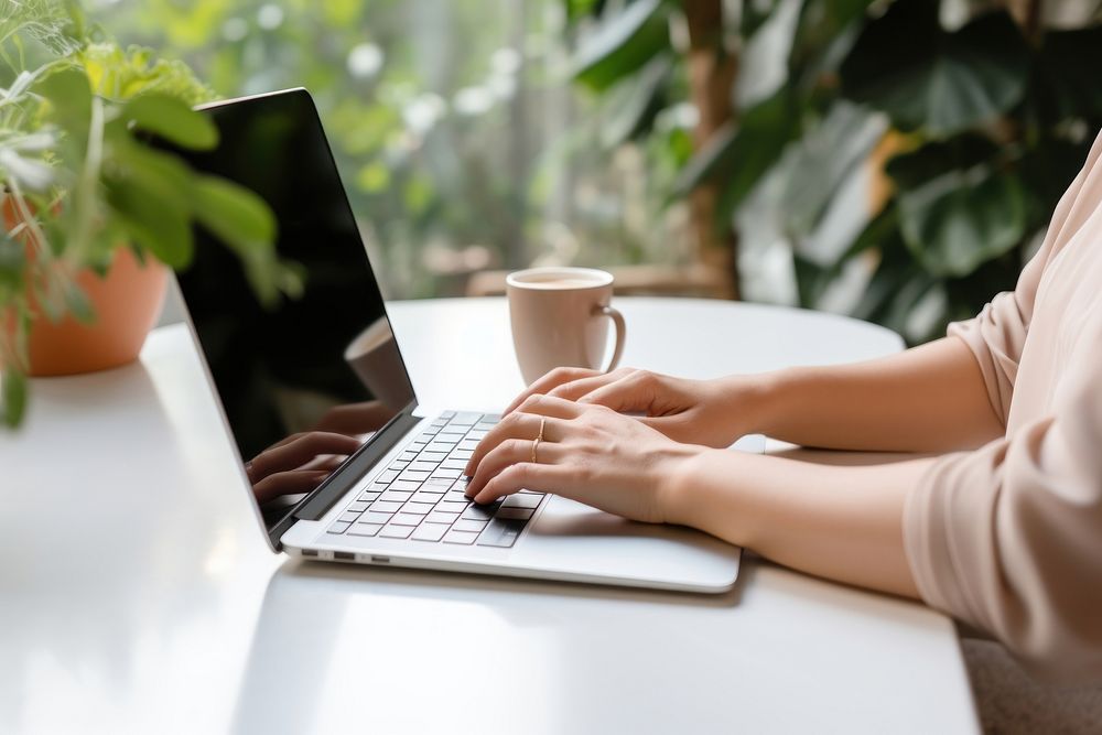 Laptop computer coffee table. AI | Premium Photo - rawpixel