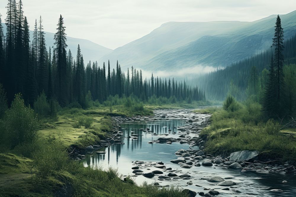 Taiga landscape wilderness outdoors. AI | Premium Photo - rawpixel